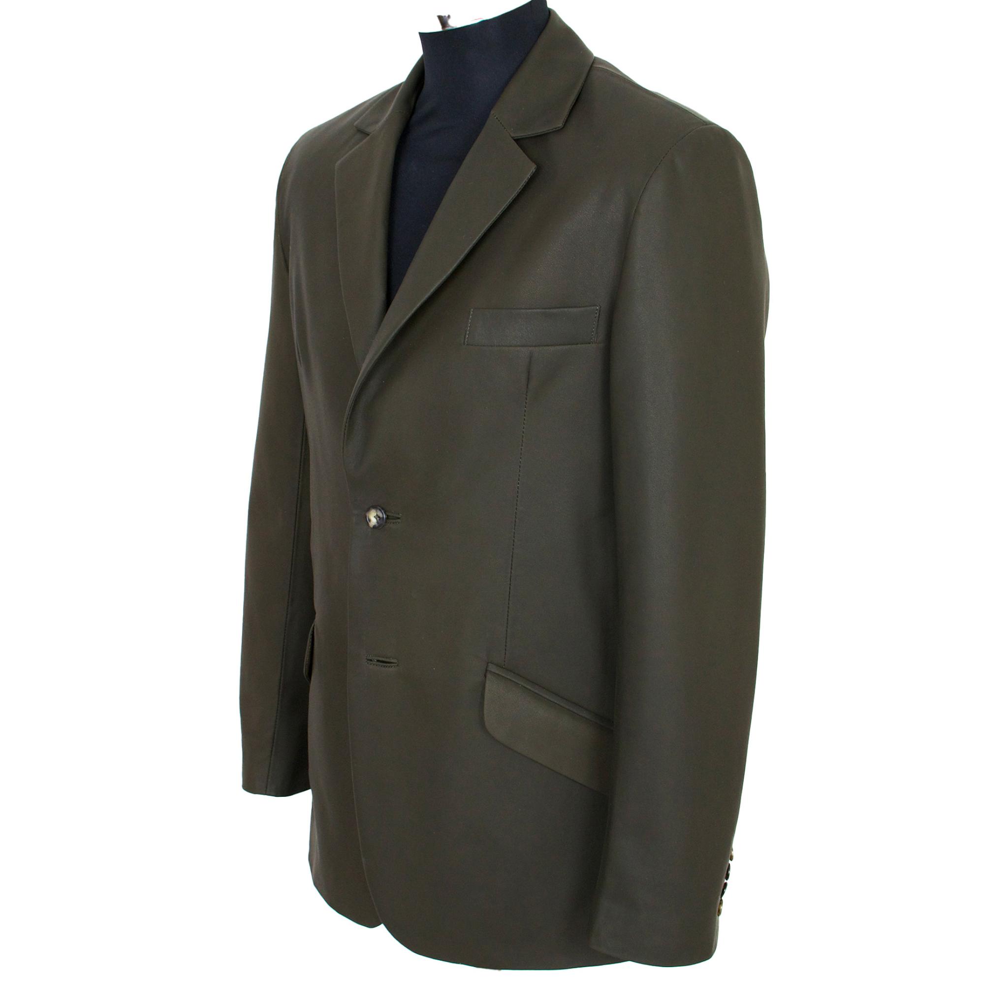 Mens Leather Double Vent Blazer