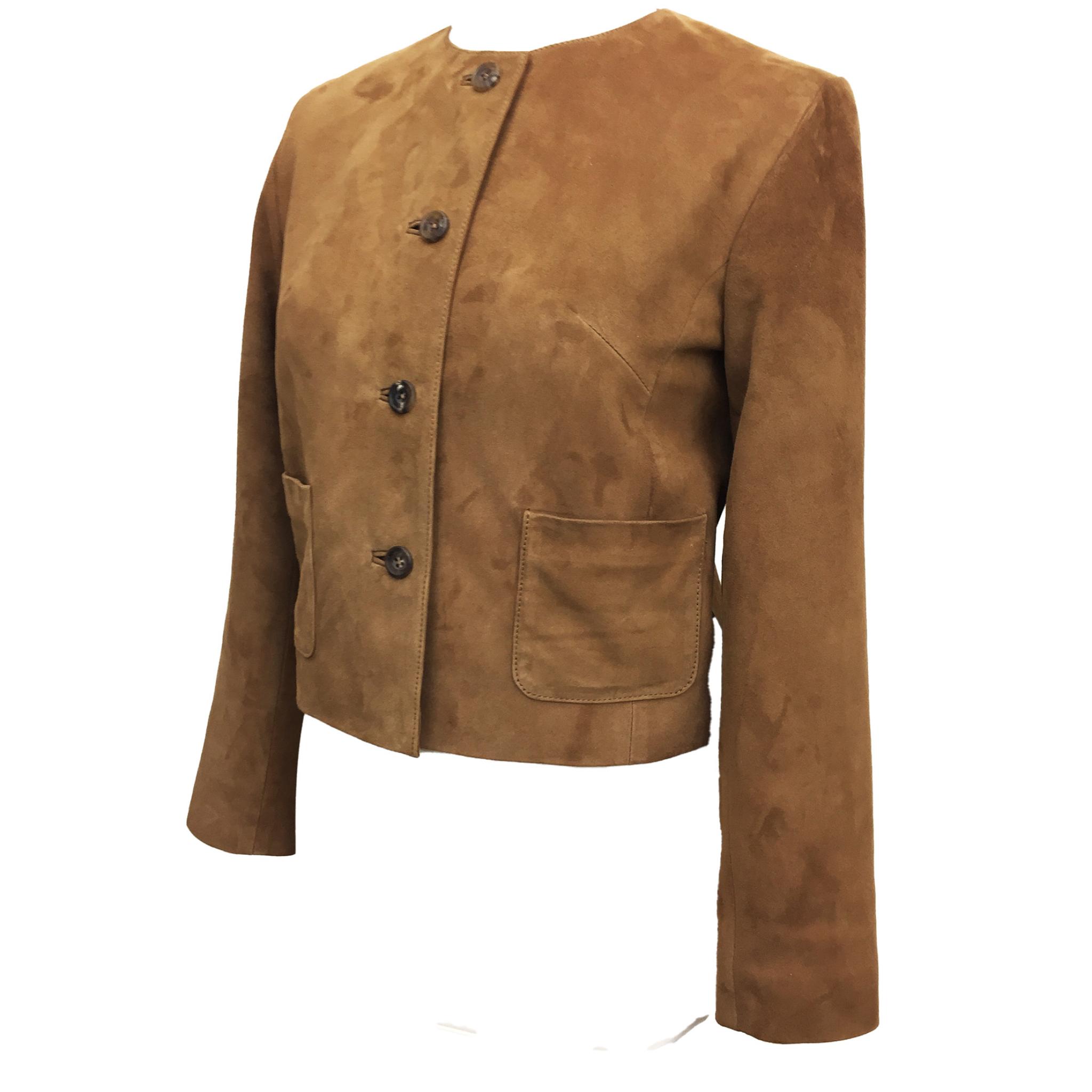 Women's Suede Collarless Jacket