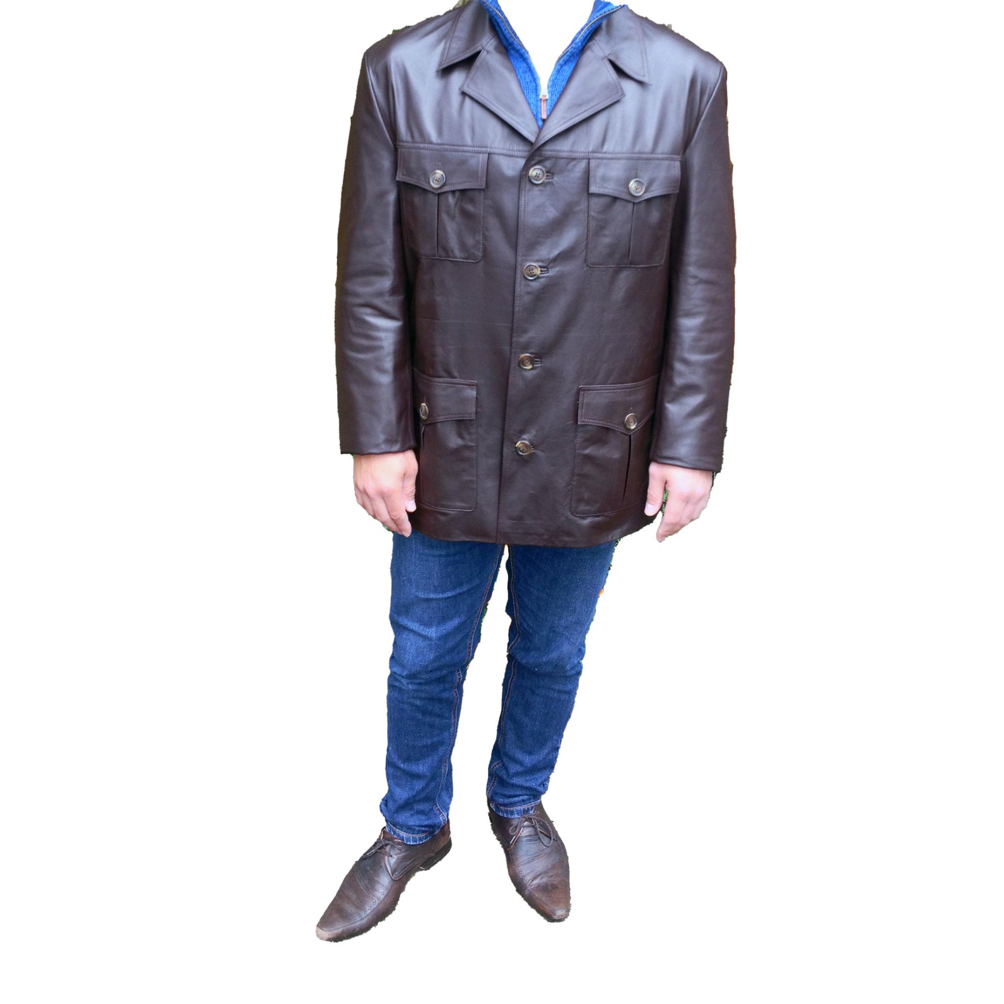 Mens Leather Safari Jacket