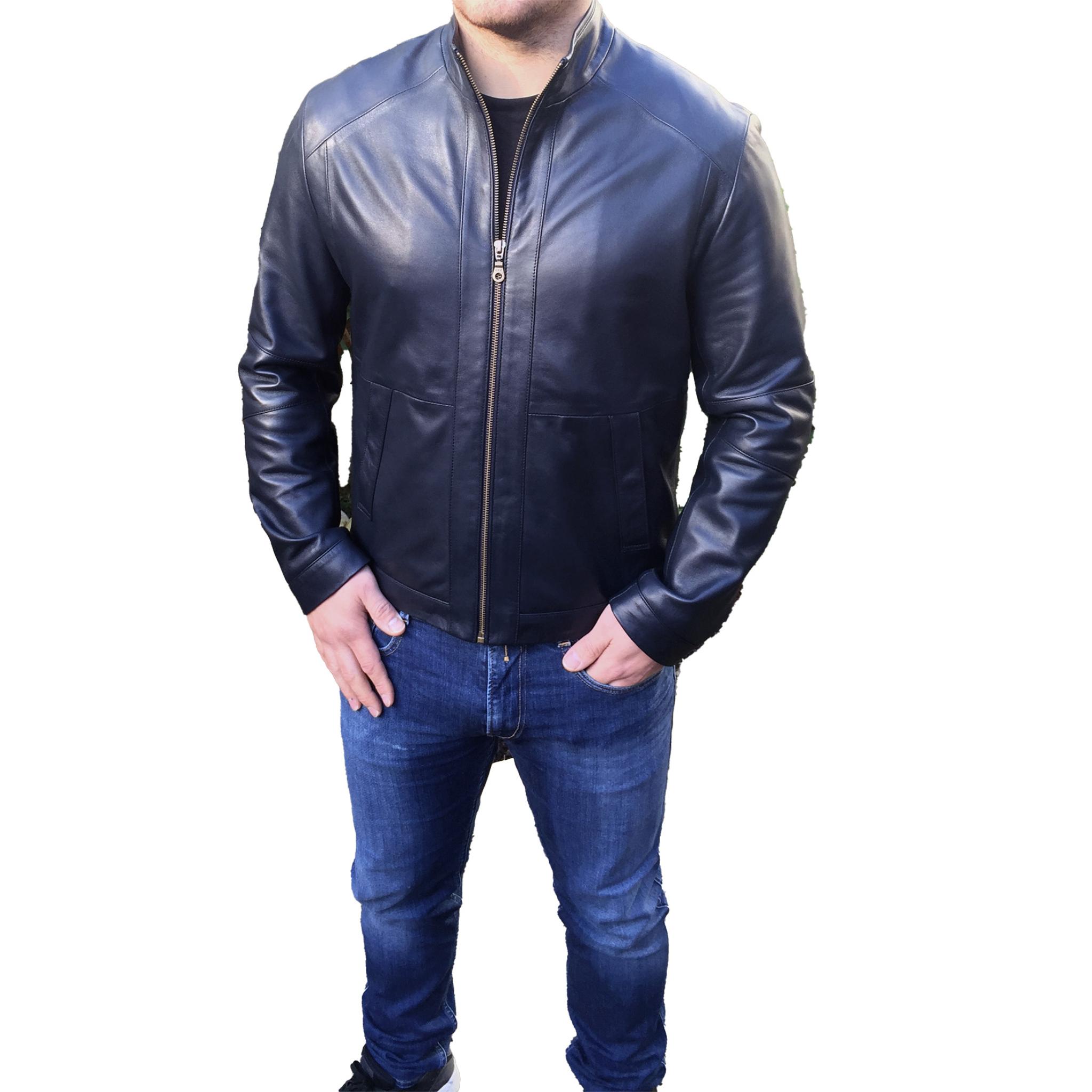 Mens Leather Straight Fit Jacket