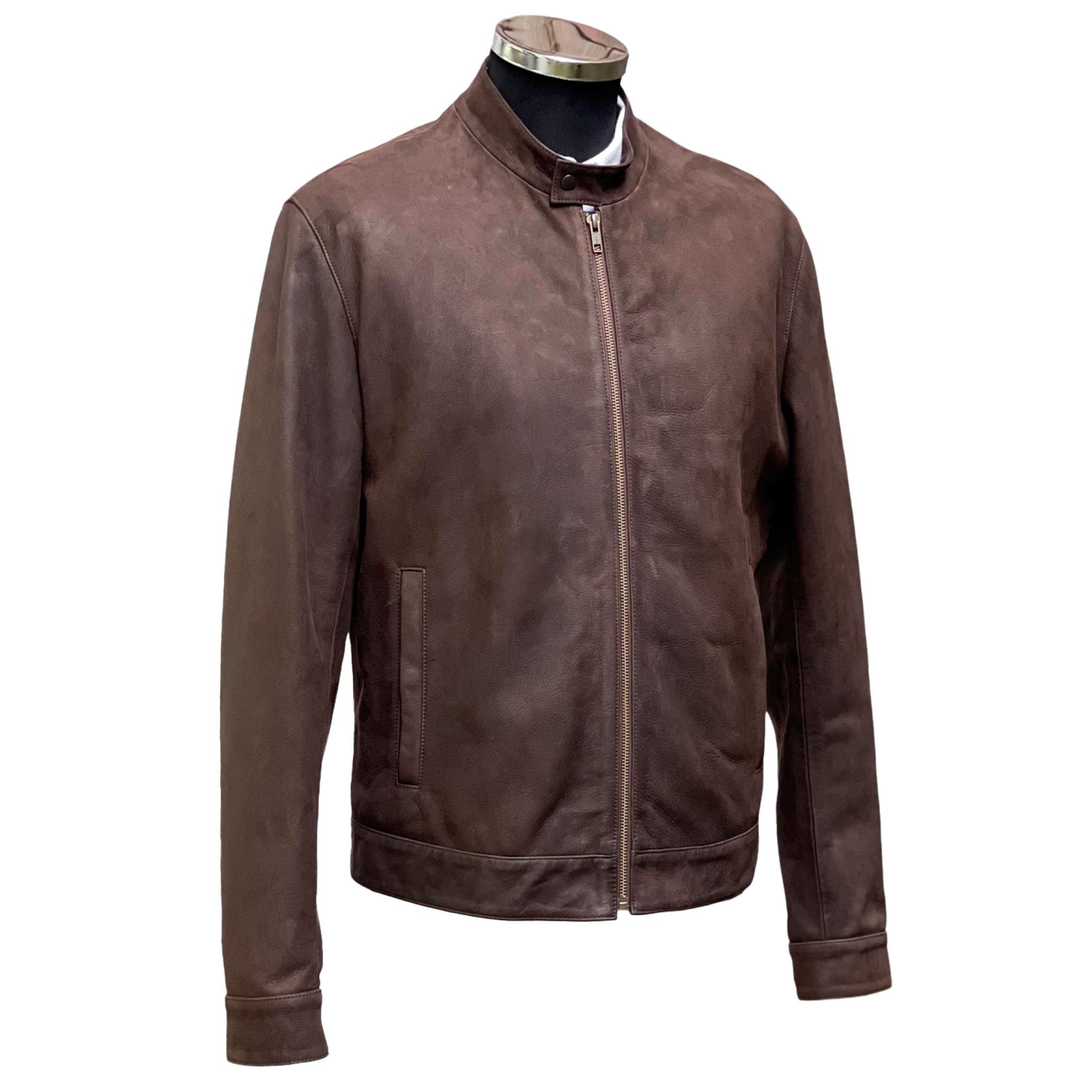 Mens Leather Mandarin Collar Jacket